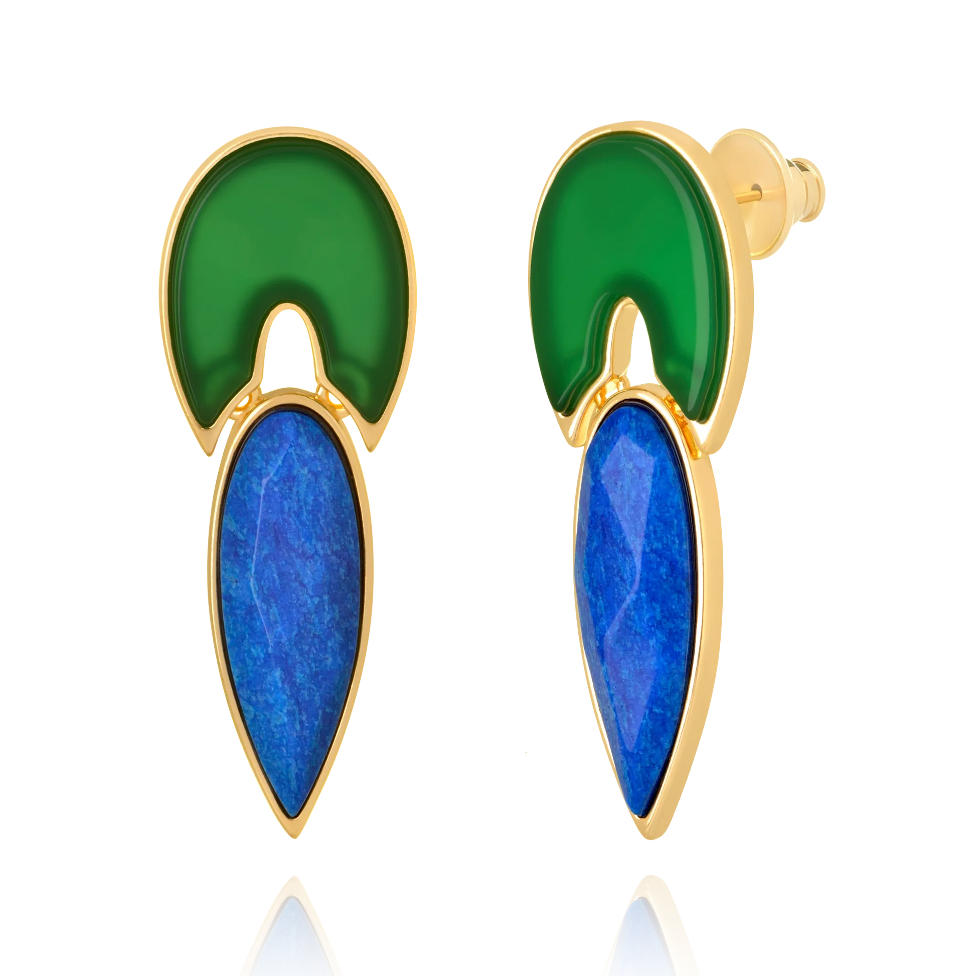 Conjunto Flor de Lótus - Ágata Verde + Feldspato Azul Anil – Aimer Joias